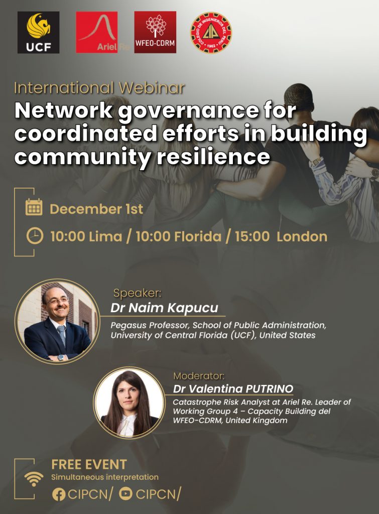 INTERNATIONAL WEBINAR: NETWORK GOVERNANCE FOR COORDINATED EFFORTS IN BUILDING COMMUNITY ...